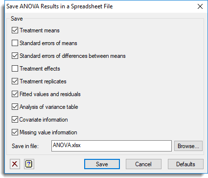 Save ANOVA Results in a Spreadsheet File • Genstat v21