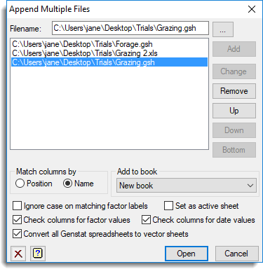 Append Multiple Files • Genstat v21