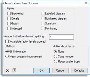 Classification Trees Options • Genstat v21