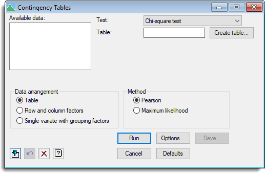 Contingency Tables (Chi-square) • Genstat v21