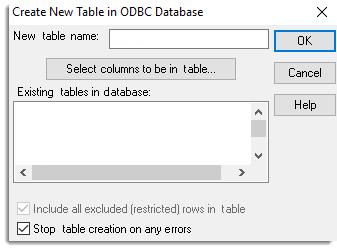 Create New Database Table from Spreadsheet • Genstat v21