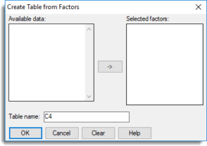 Create Table From Factors • Genstat v21