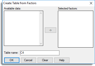 Create Table From Factors • Genstat v21