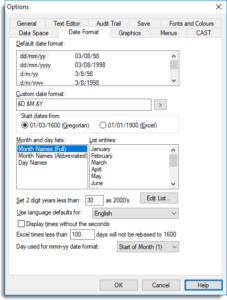 Options - Date Format • Genstat v21