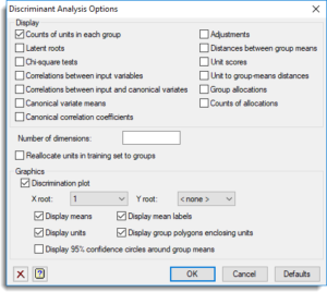 Linear Discriminant Analysis Options • Genstat v21