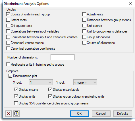 Linear Discriminant Analysis Options • Genstat v21