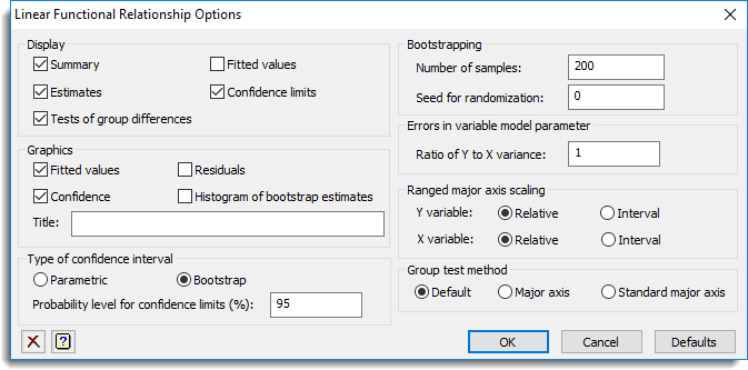 Functional Linear Relationship Options • Genstat v21