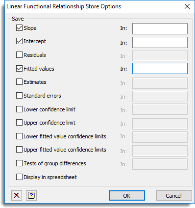 Functional Linear Relationship Store Options • Genstat v21