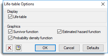 Life Table Options • Genstat v21