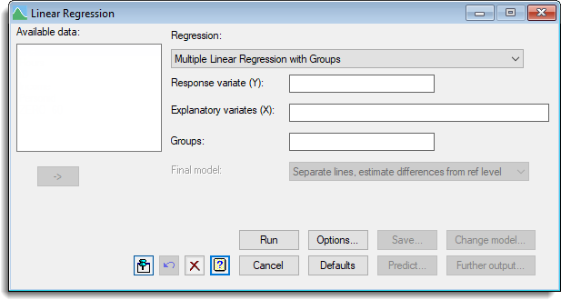 Multiple Linear Regression with groups • Genstat v21
