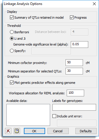 Linkage Analysis Options • Genstat v21