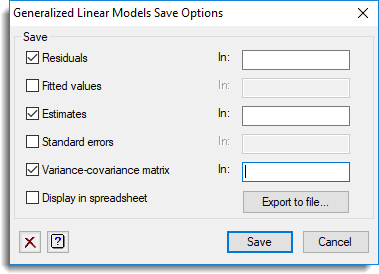 Regression Save Options • Genstat v21