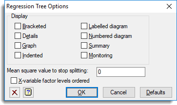 Regression Trees Options • Genstat v21