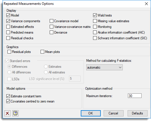 Repeated Measures (Data in parallel) Options • Genstat v21