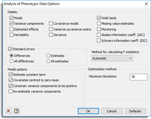 Single Environment Analysis Options • Genstat v21
