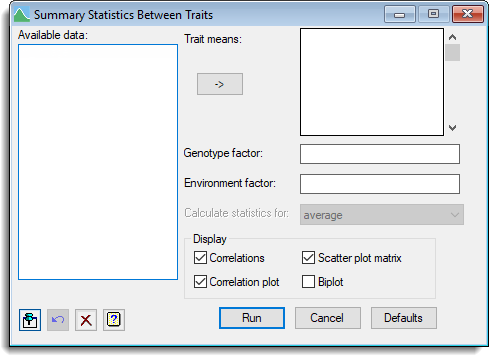 Summary Statistics Between Traits • Genstat v21
