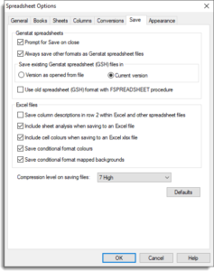 Spreadsheet Options - Save • Genstat v21