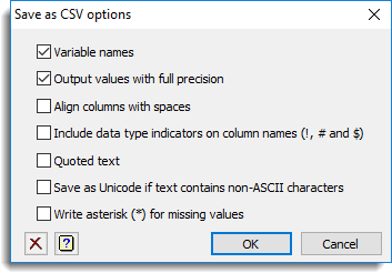 Save CSV Options • Genstat v21