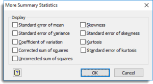 Summary Statistics Options • Genstat v21