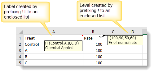 Using Excel Cell Comments with Genstat • Genstat v21