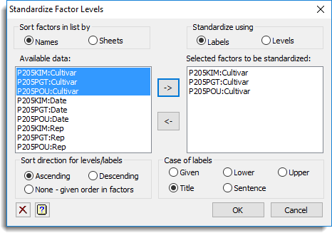 Factor Standardize Levels • Genstat v21