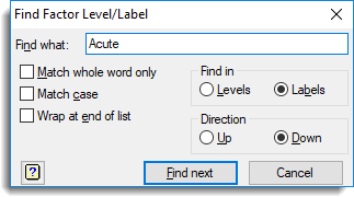 Finding/Replacing Levels or Labels • Genstat v21