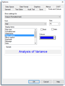 Options - Fonts and Colours • Genstat v21
