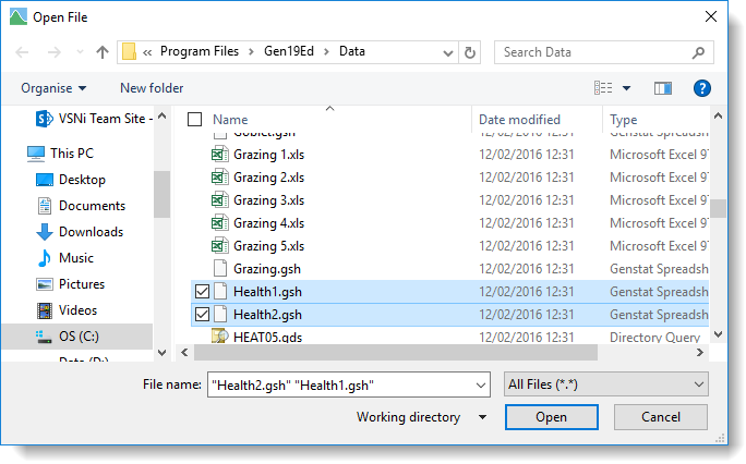 Opening a file • Genstat v21