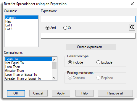 Restrict by Logical Expression • Genstat v21