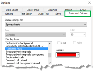 Setting the Default Colour of Restricted Rows • Genstat v21