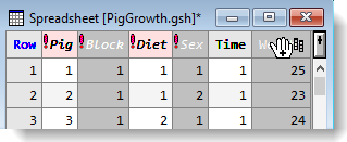 Selecting Cells, Rows or Columns • Genstat v21