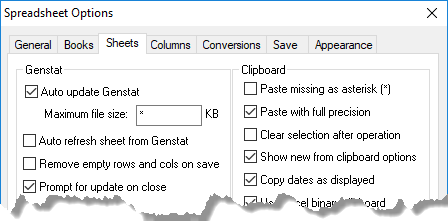 Setting Default Spreadsheet Options • Genstat v21