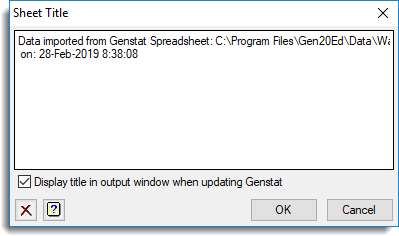 Creating a Spreadsheet Title • Genstat v21
