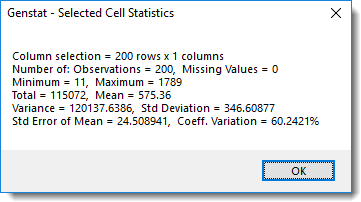 Summarizing Selected Cells • Genstat v21