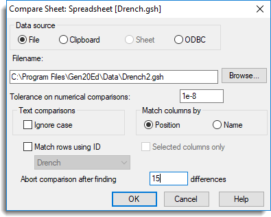 Comparing two Spreadsheets • Genstat v21